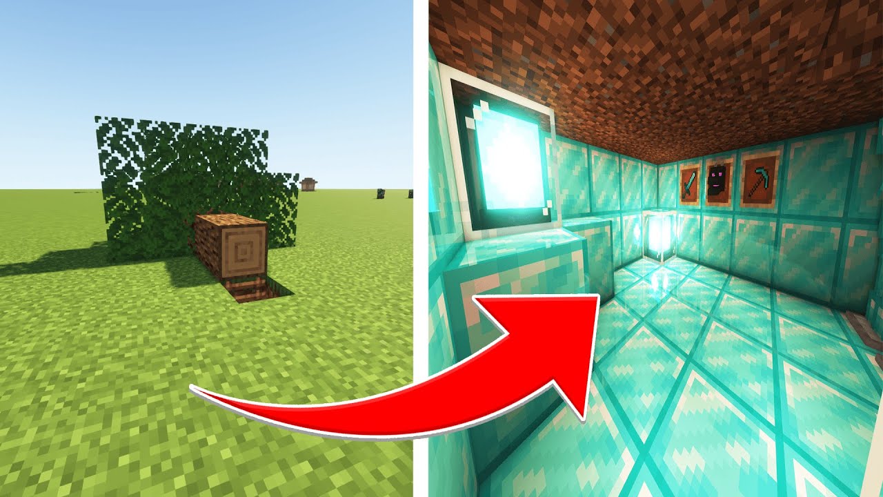 Minecraft secret tree base - YouTube