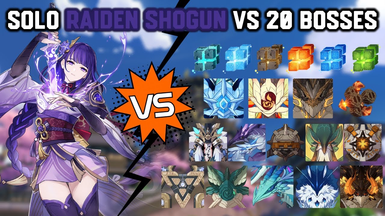 Solo F2P C0 Raiden Shogun vs 20 Bosses Without Food Buff | Genshin ...