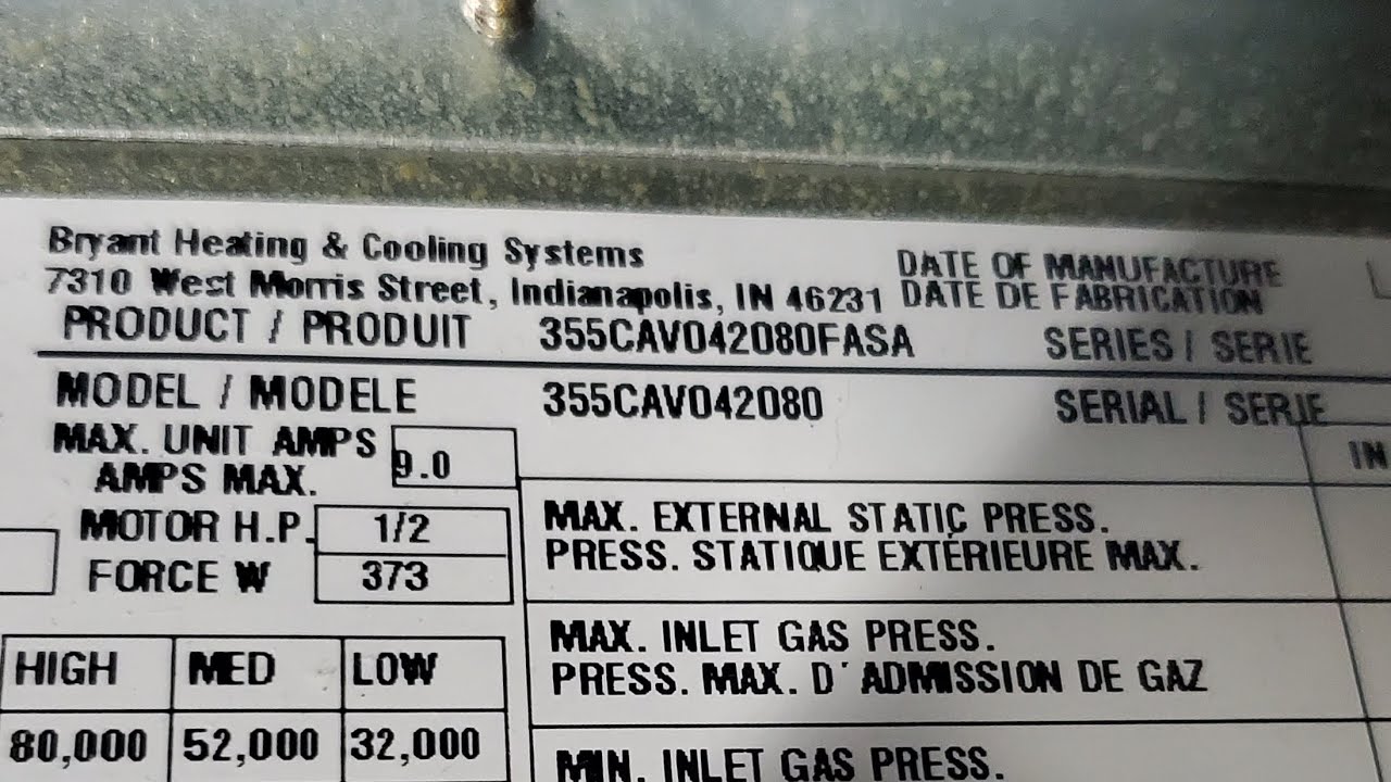 Bryant 355CAV080FASA HC23CE116 5SME44JG2006D introduction to inducer ...