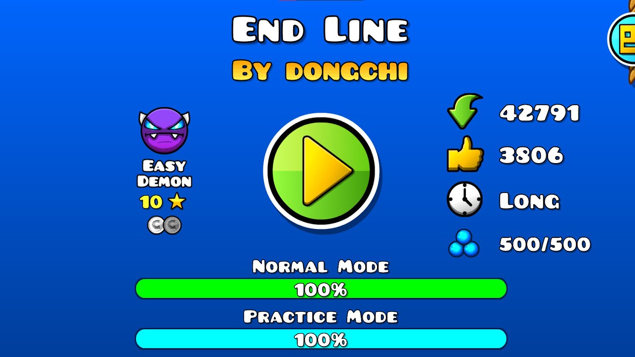 End Line 100% (23rd Demon) | Geometry Dash - YouTube