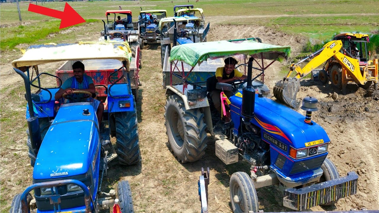 Jcb Backhoe Loader Machine Only One 9 Tractor Loading || Swaraj Sonalika Eicher Tractor | Model ...