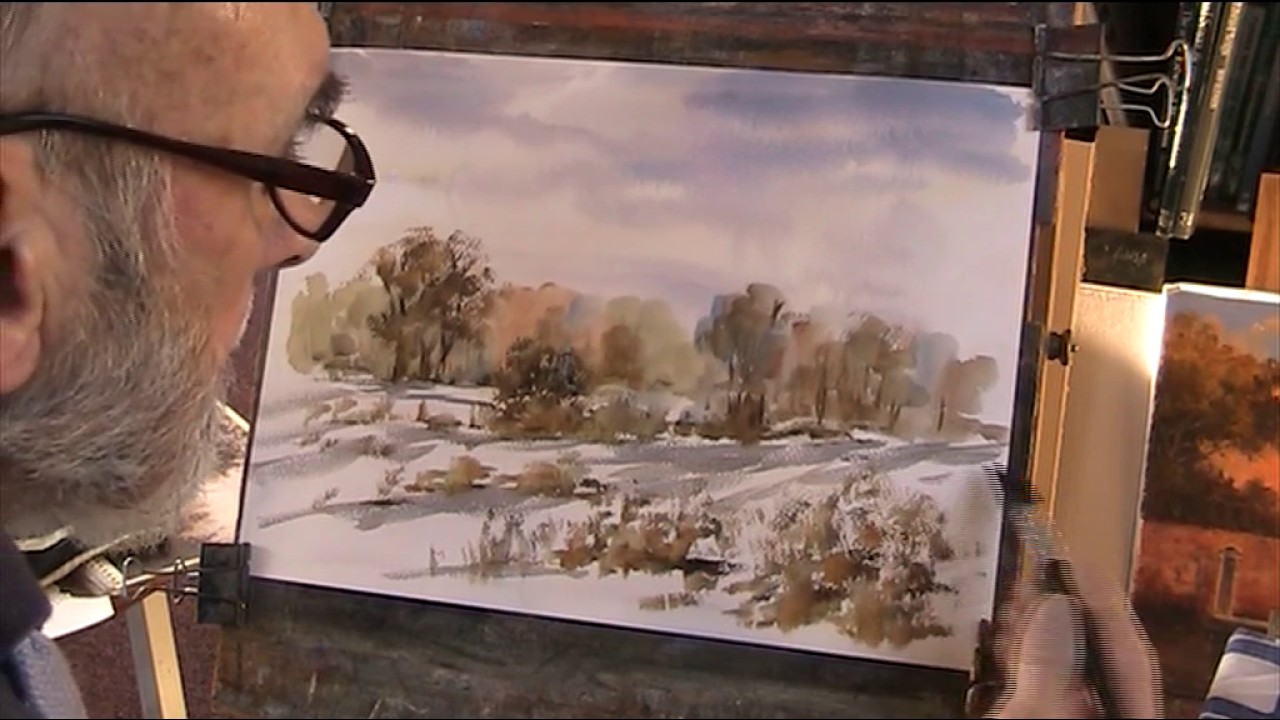 How to paint a simple snow scene - YouTube