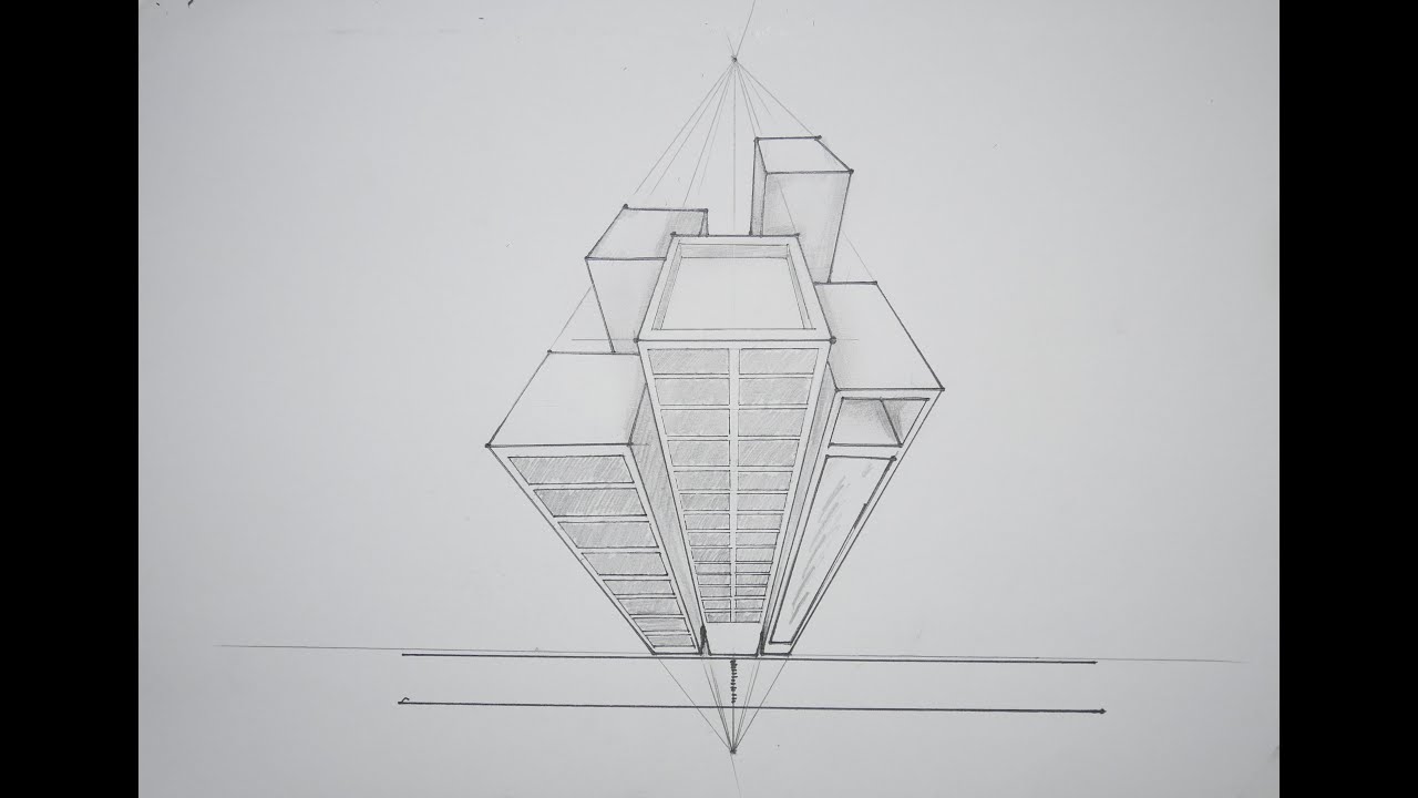 how to draw a buildings in 2 point perspective - YouTube