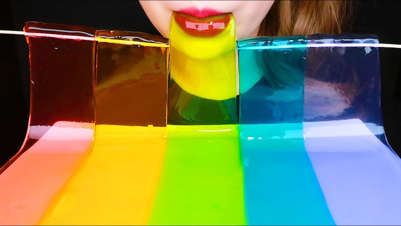 Asmr Rainbow Sheet Jelly 찰랑젤리 먹방 Eating Sounds Mukbang No Talking Youtube