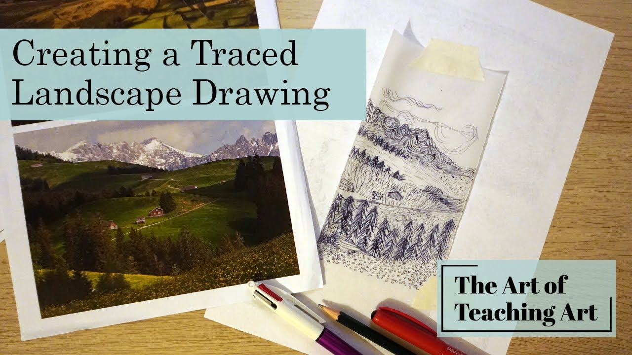 Creating a Traced Landscape Drawing with Mark Making- Art Demonstration ...