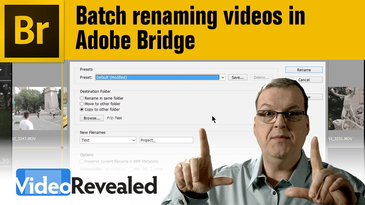 Batch renaming videos in Adobe Bridge - YouTube
