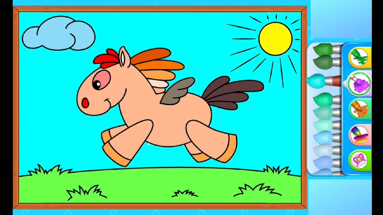 Flying Horse Coloring for Kids 🐴🎨 | Learn Colors | Easy Drawing ...