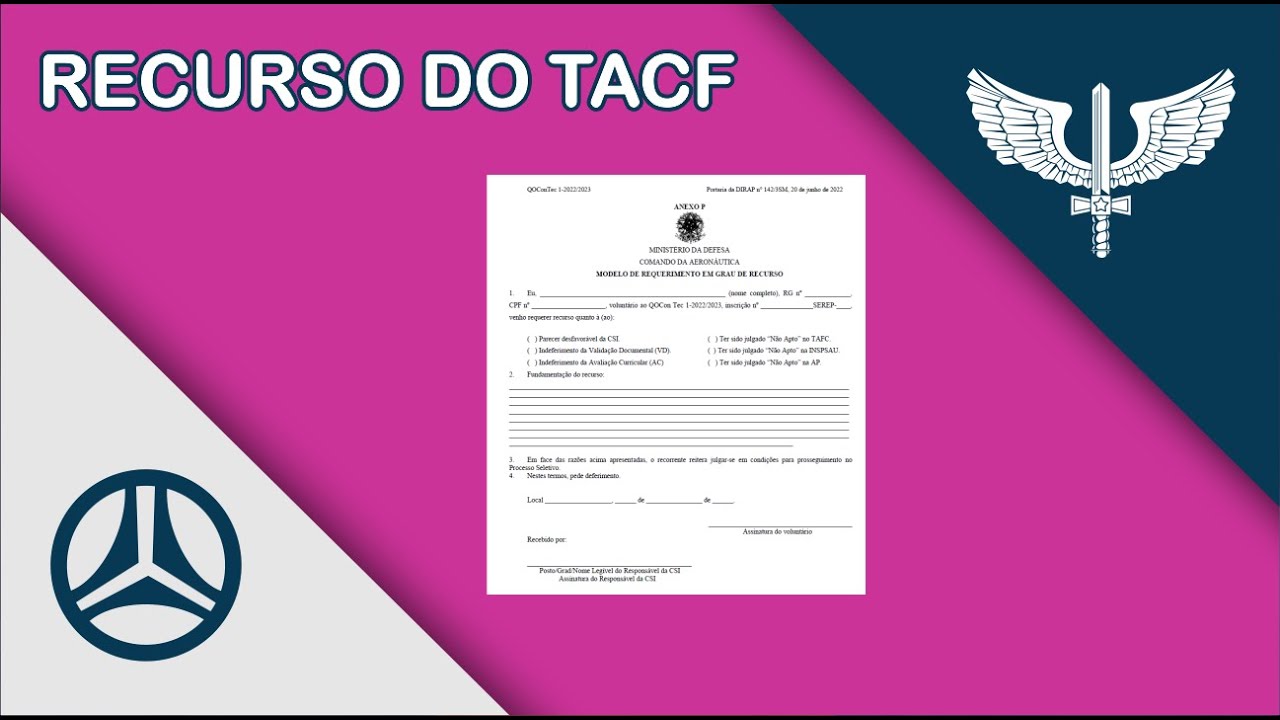 Como Fazer o pedido de Recurso do TACF - YouTube