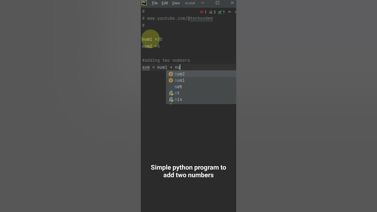 Simple program to add two numbers #shorts # coding # programing #AddTwoNumbers #trending #fyp ...