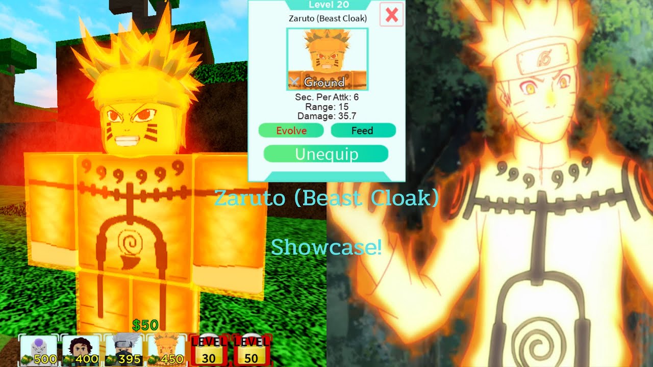 Roblox All Star Tower Defense #1 Zaruto (Beast Cloak) Showcase! - YouTube