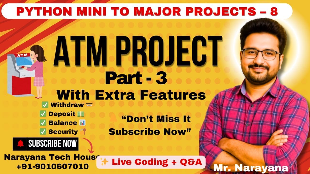 Python Project - 8, (ATM Project Part-3), #python, #coding, #projects, #logics, #pythonprojects ...