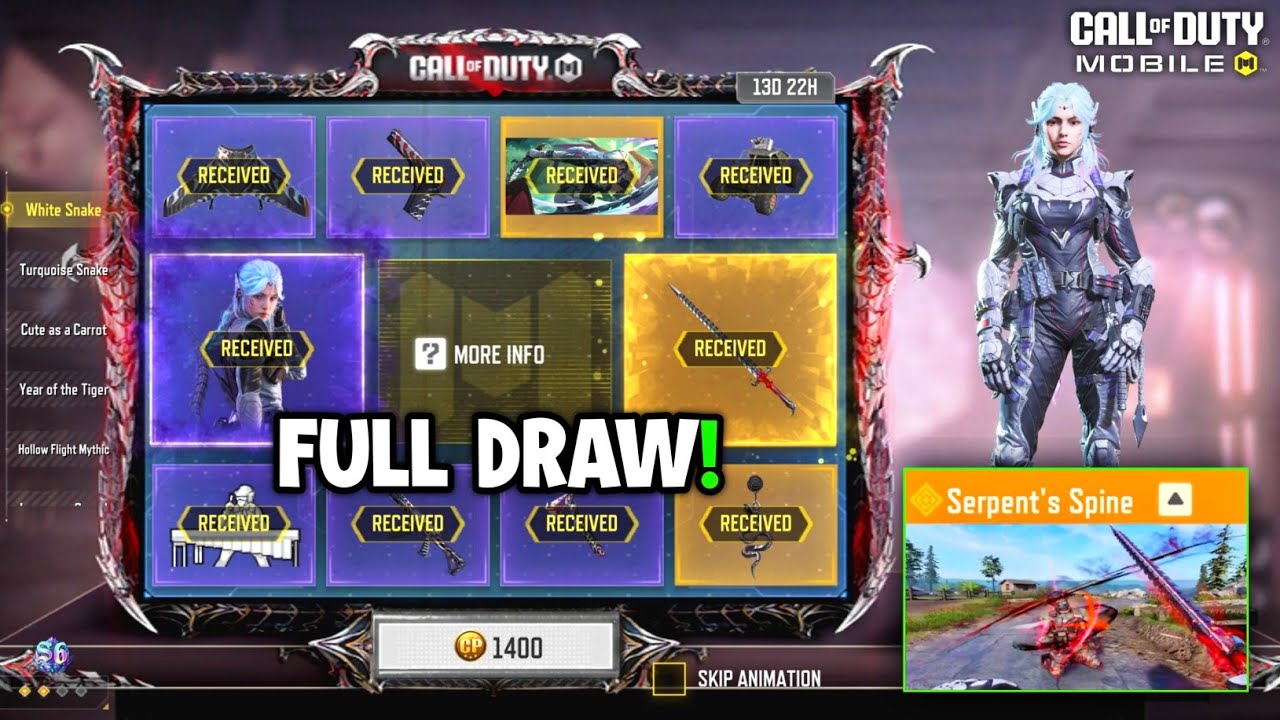 Buying New WHITE SNAKE Draw in CODM | Legendary Serpent's Spine Cod ...