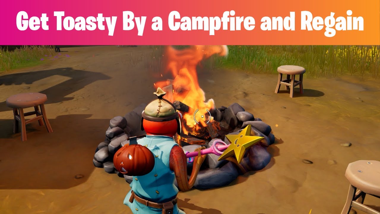 Fortnite วิธีทำ Get Toasty By a Campfire and Regain Health - YouTube