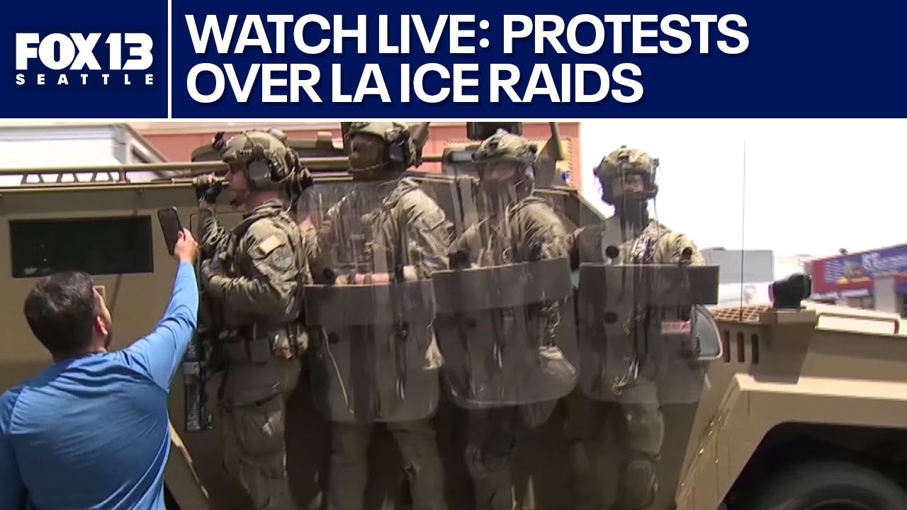 WATCH LIVE: Police clash with protesters over ICE raids in LA - YouTube