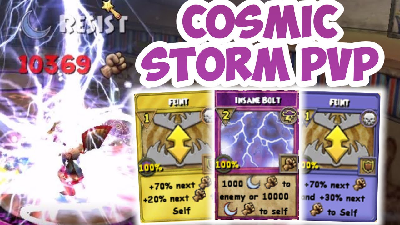 Wizard101: Cosmic Storm PVP | FEINT STACK INTO INSANE BOLT - YouTube
