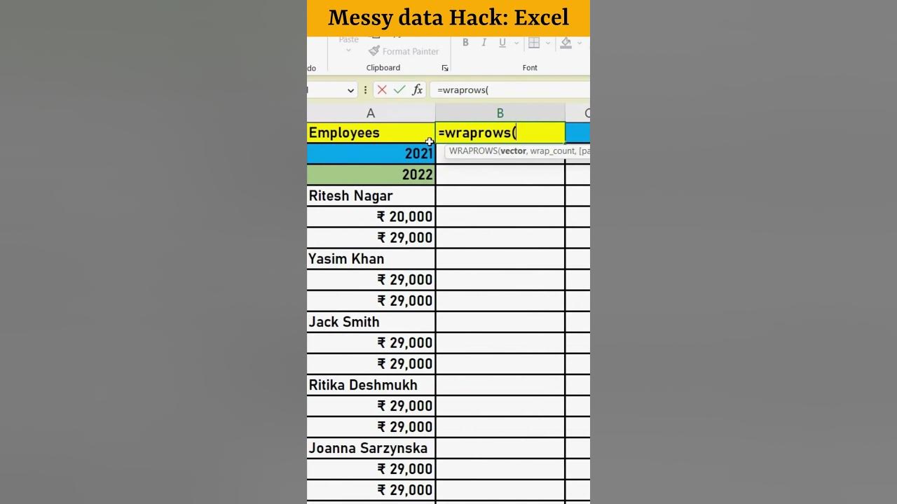 Excel Job Interview Questions | WRAPROWS Function To Format A Table | Excel Trips & Tricks - YouTube
