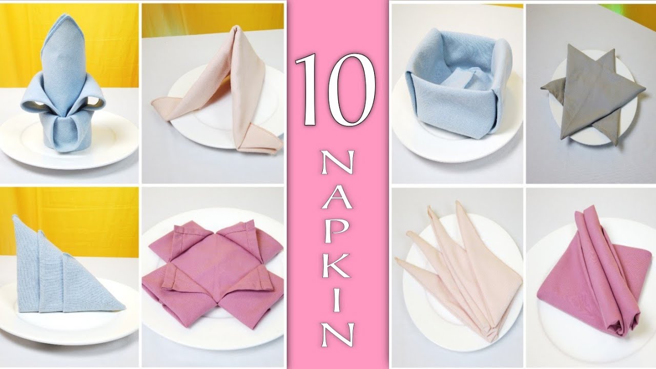 10 GREAT DESIGN NAPKIN FOLDING - YouTube
