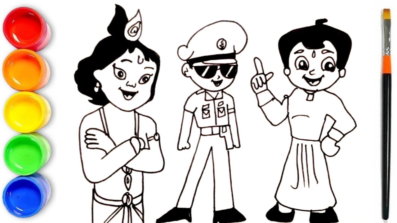 How to Draw Chhota Bheem, Little Singham, Little Krishna | Chhota Bheem ...