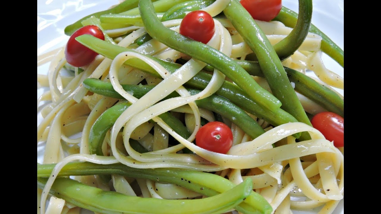 Pasta con ejotes al ajo.- RecetasdeLuzMa - YouTube
