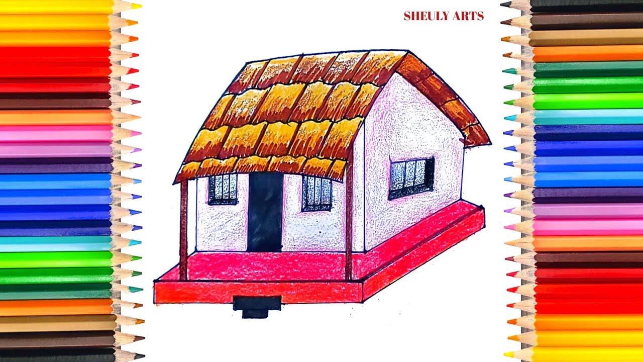 House Drawing Easy / How to Draw Douse Step by Step / Simple House ...
