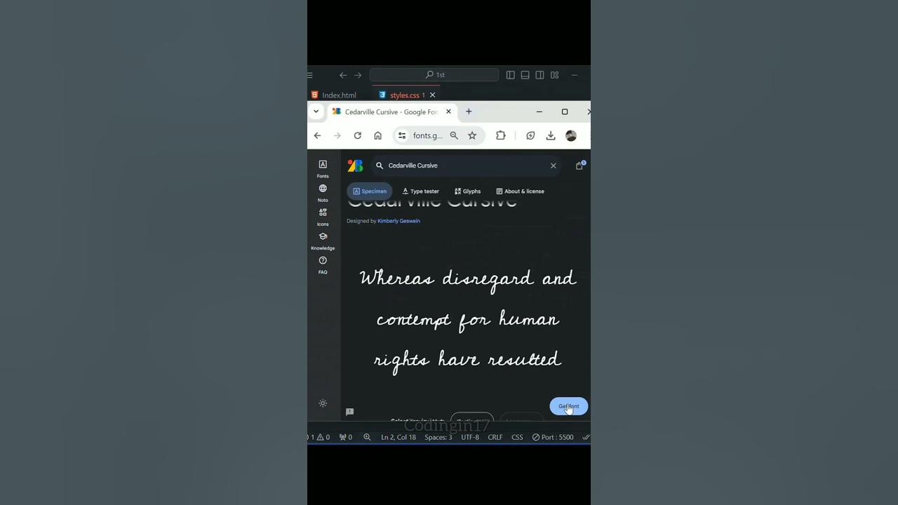 Font Size In Css Css Series Prat 14 Codingin17 Shorts Htmlcss Youtube