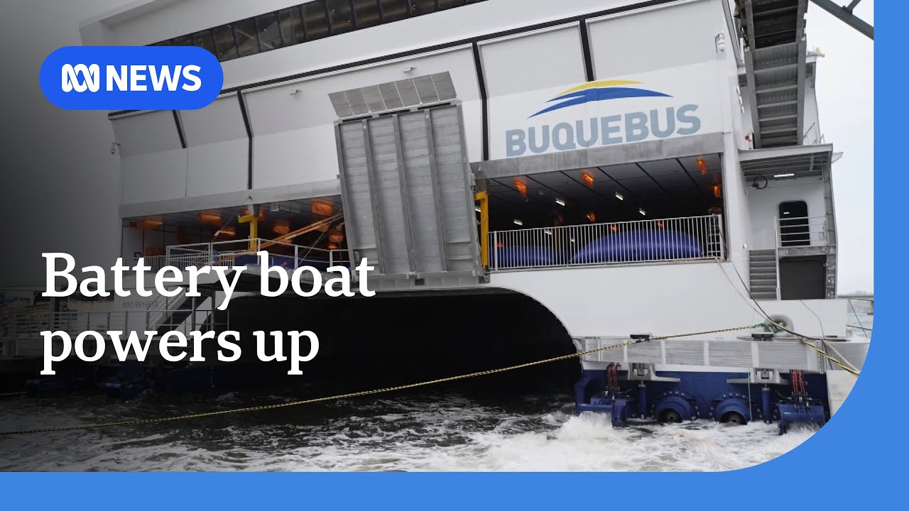 World's largest electric battery powered ship switched on | ABC News ...
