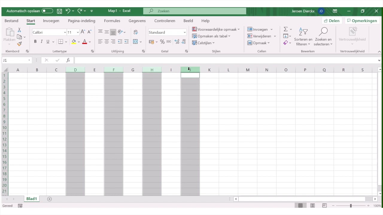 De kolombreedte aanpassen in Ms Excel (muisaanwijzer) - YouTube