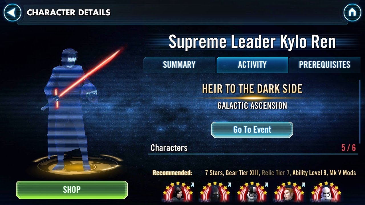 LIVE SWGOH (Supreme Leader Kylo Shards) Beat all 3 Tiers 1st try~ Start ...