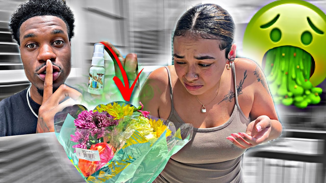 PUTTING FART SPRAY ON MY GIRLFRIEND FLOWERS TO SEE HOW REACT!!!🤮 - YouTube