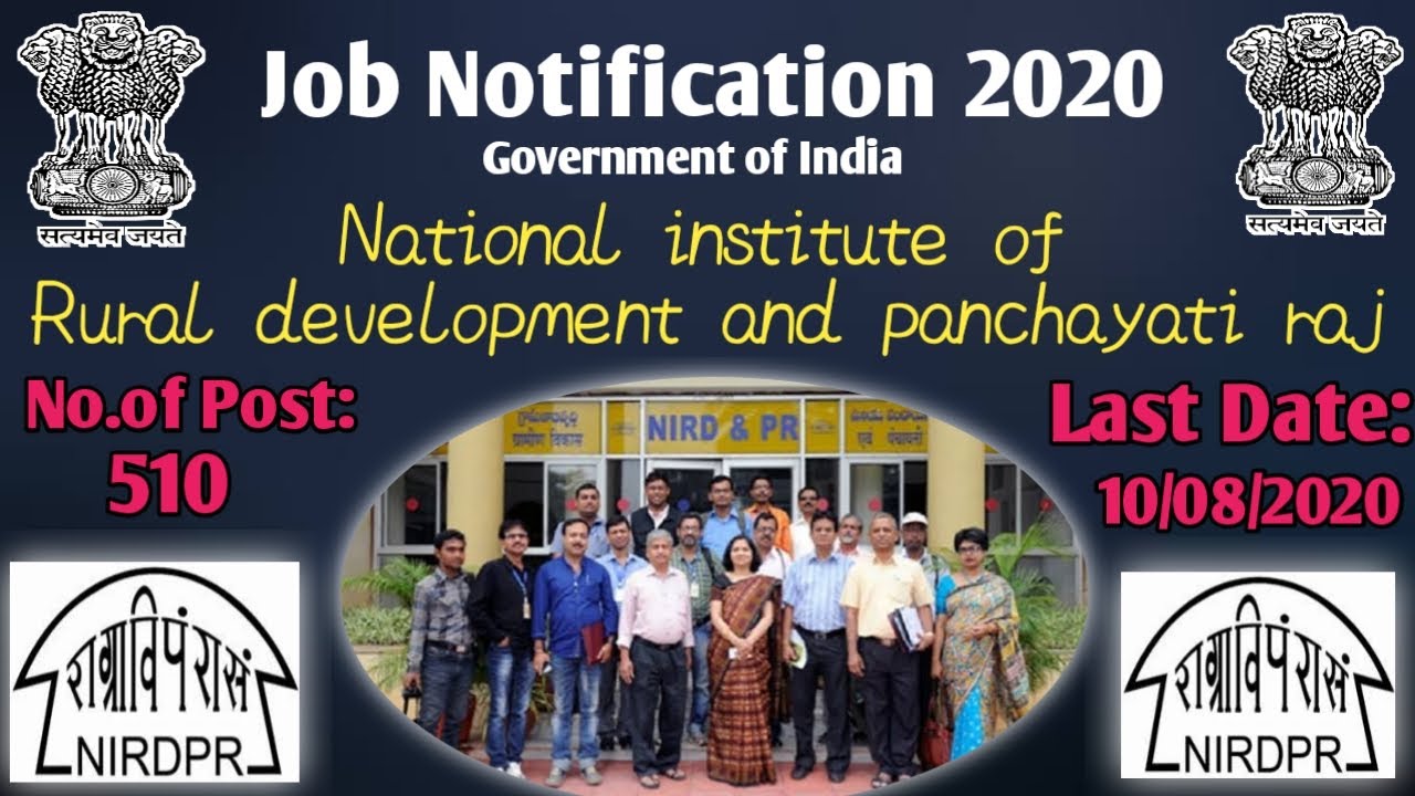 Latest govt job notification 2020||Govt job vacancy||NIRDPR vacancy ...