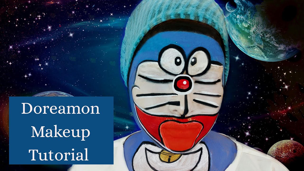 I Turned Myself Into Doreamon Cartoon | Doremon Makeup Tutorial For ...