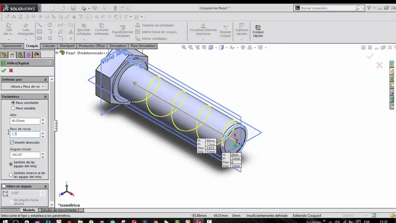 Tornillo SolidWorks cabeza hexagonal - YouTube