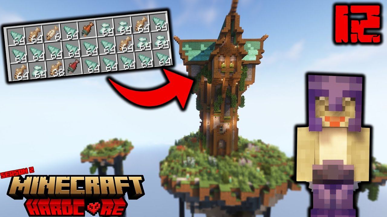 I Built a Floating Island Guardian Farm in Hardcore Minecraft! | 1.19 ...