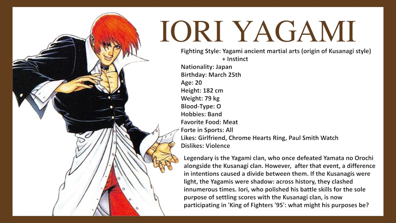 King of Fighters '95 - Iori Yagami (Profile) - YouTube