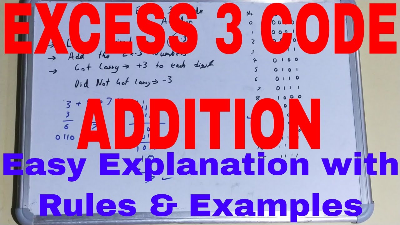 Excess 3 Code Addition|How to do Excess 3 Addition|Excess 3 Code ...