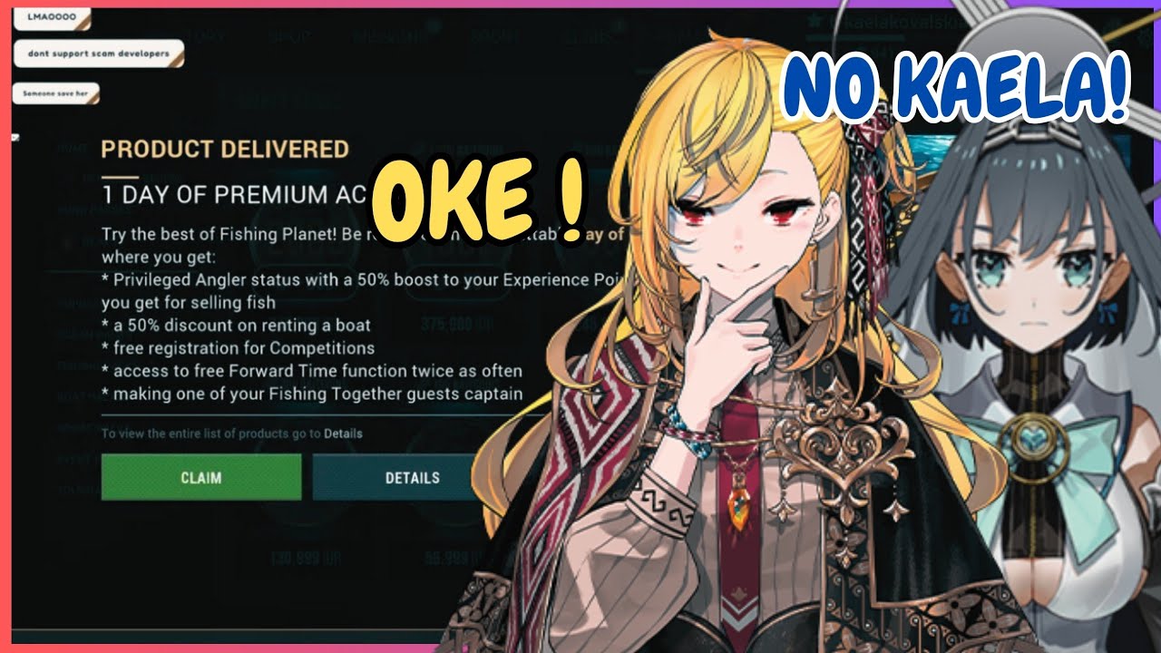 Kaela decided to buy premium in the game Fishing Planet! Kronii ...