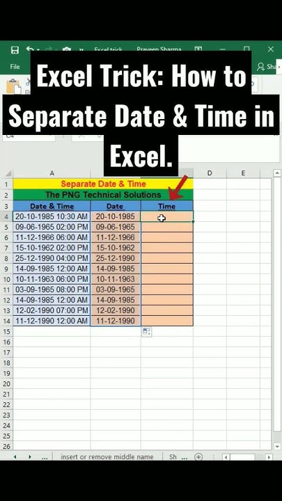 Excel Trick How To Separate Date And Time In Excel Youtube