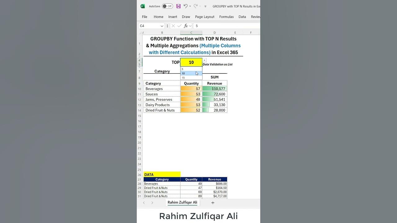 GROUPBY Function with TOP N Results with Multiple Columns with Different Calculations in Excel ...