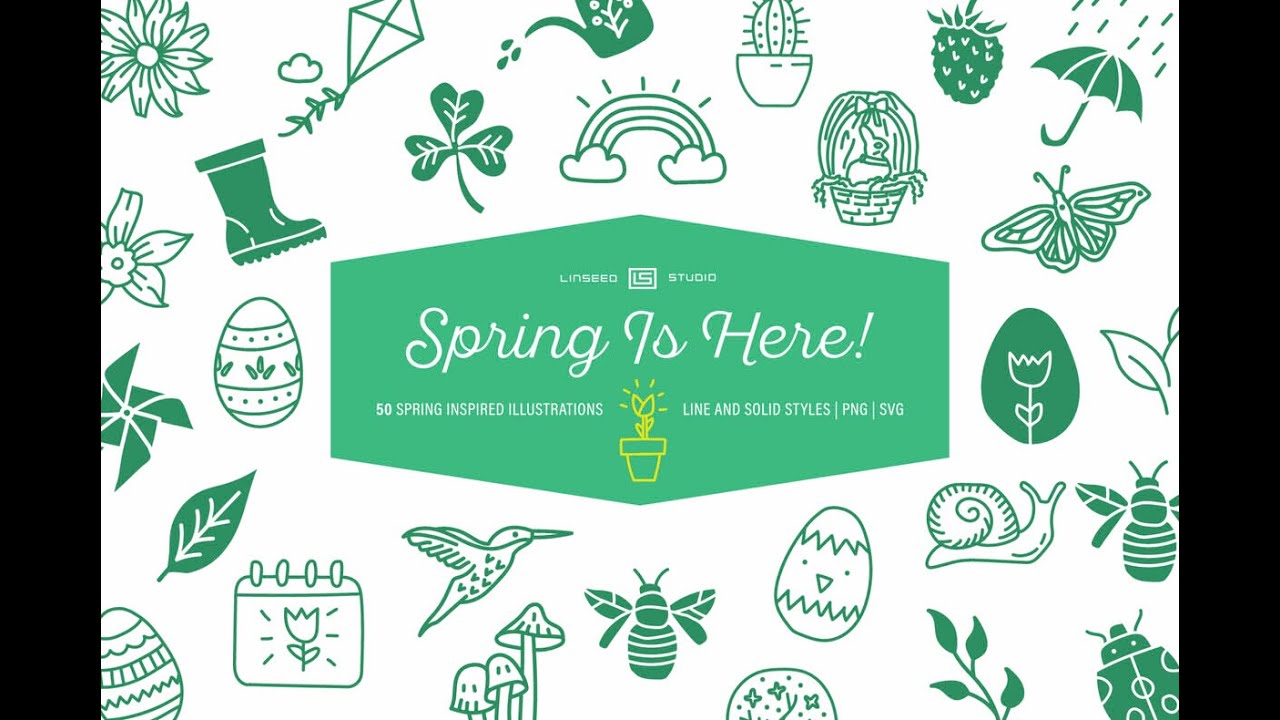 Spring Is Here Illustration Set Stock Graphics Download - YouTube