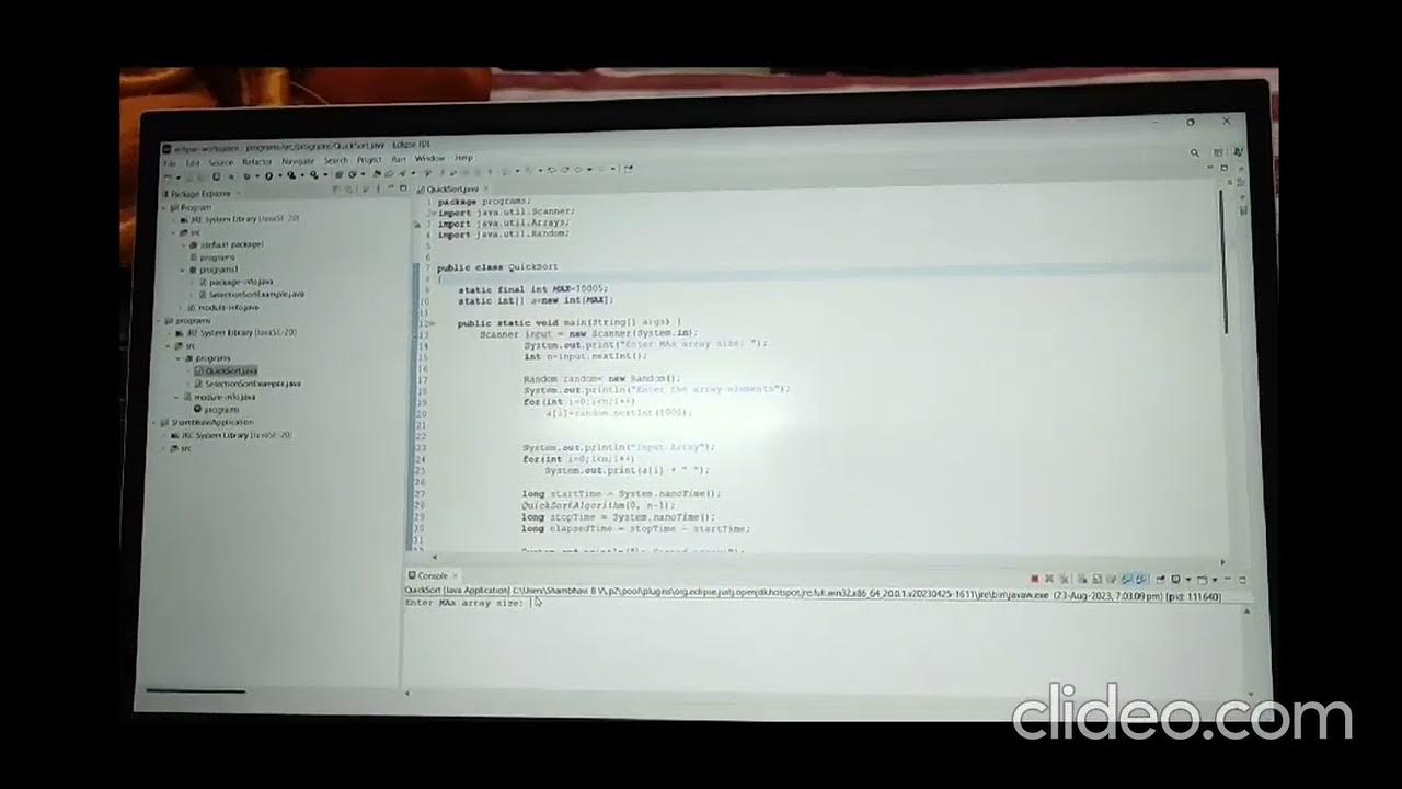 Program 10 "QUICK SORT" Analysis & Design of Algorithms Lab Dept. of ISE RIT Hassan - YouTube