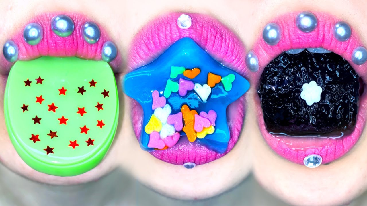 에일리언 푸딩 먹방 ASMR BLUE STAR GUMMY OLIVE ICE JELLY ALIEN PUDDING Shorts ...