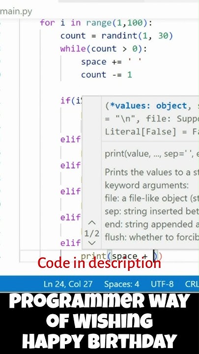 Create a Happy Birthday Wish using Python #shorts #python #happybirthday - YouTube