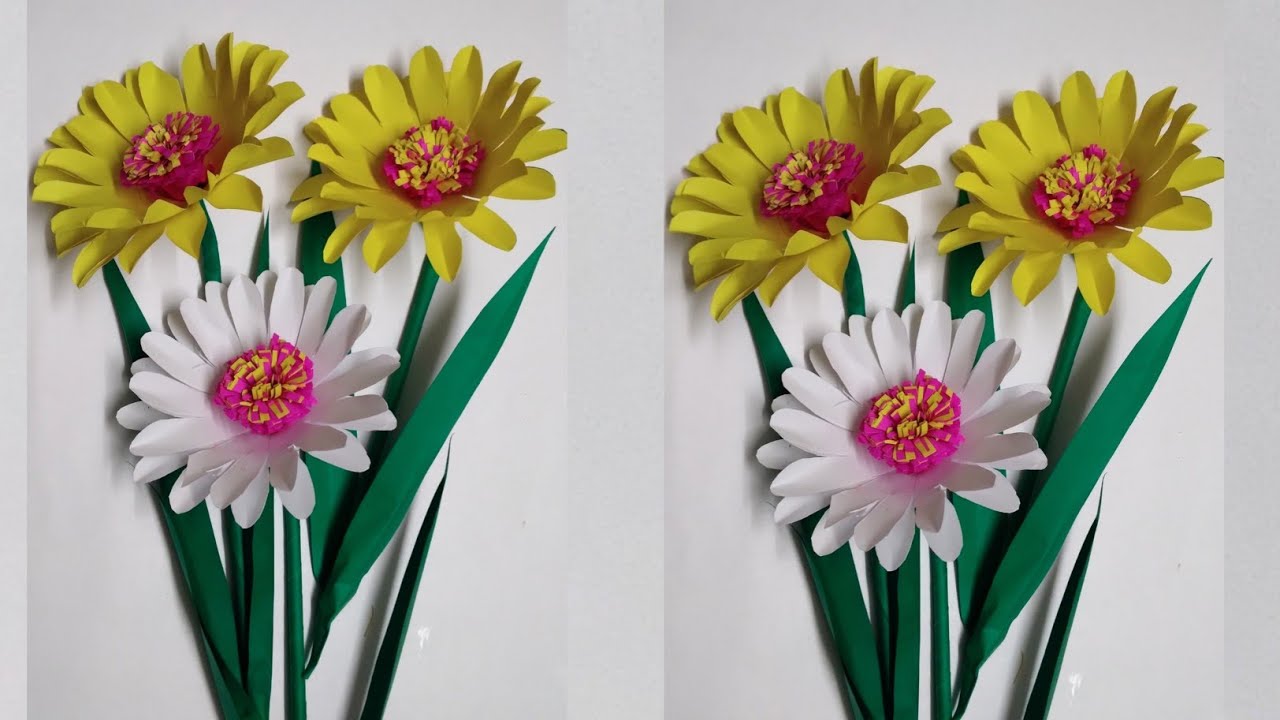 Flower making with paper/step-by-step/simple and beautiful paper flower ...