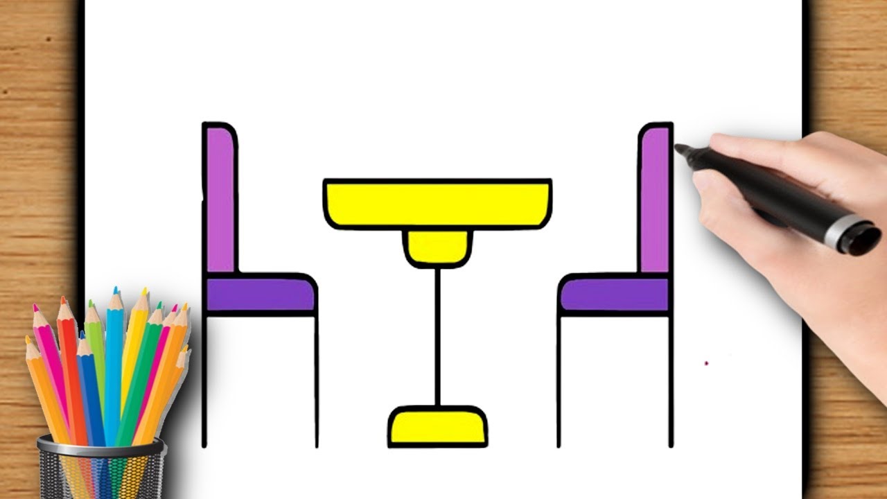 COMO DIBUJAR UNA MESA Y UNA SILLA FACIL - SIMPLE - PASO A PASO ...