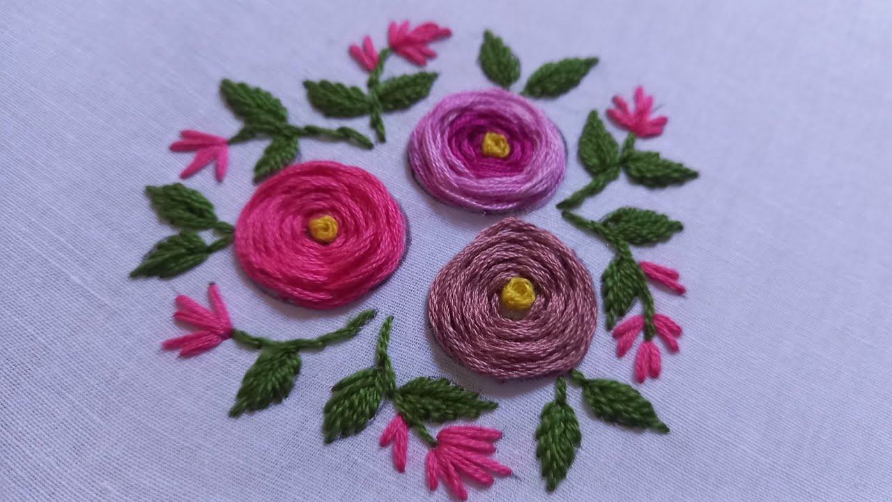 Spider web/woven wheel/Wagon wheel stitch/Rose embroidery/Hand ...