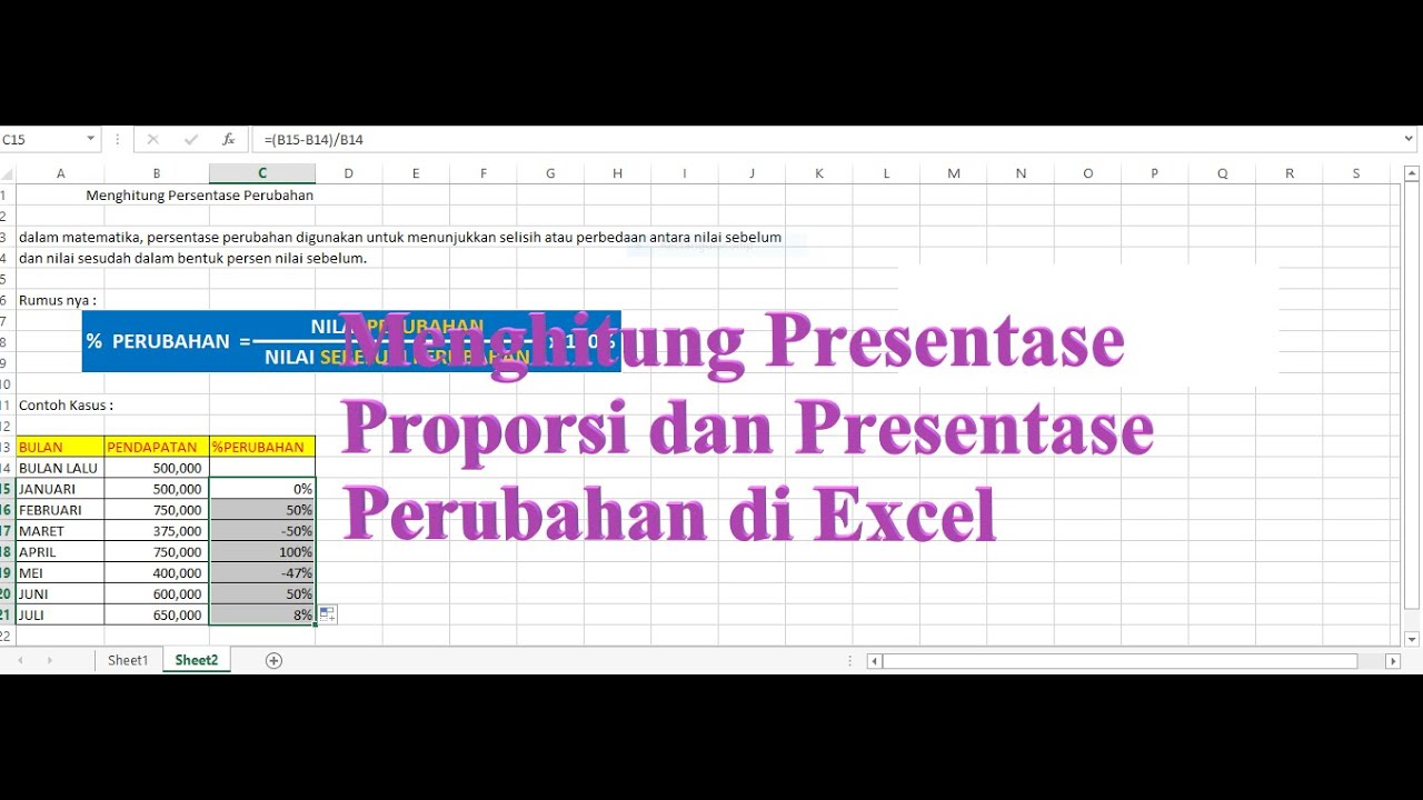 Persentase Proporsi dan Persentase Perubahan Excel - YouTube
