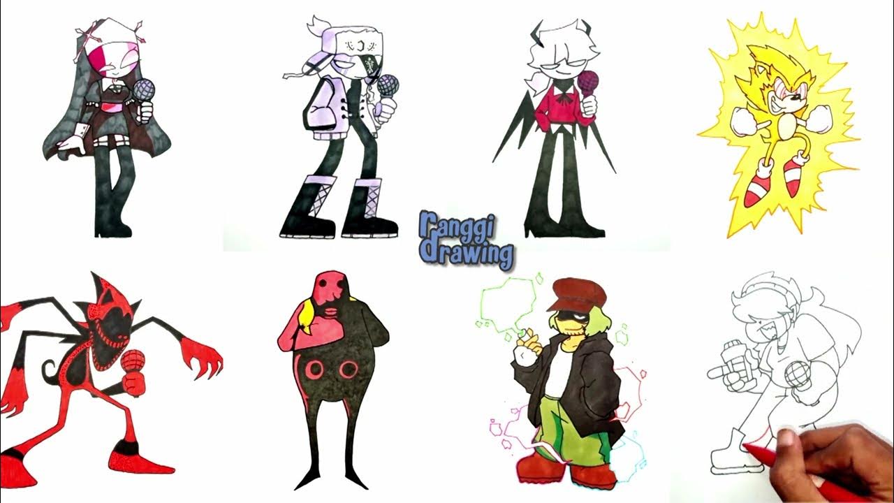 Drawing FNF Characters Part 4 - Drawing FNF (Friday Night Funkin') - YouTube