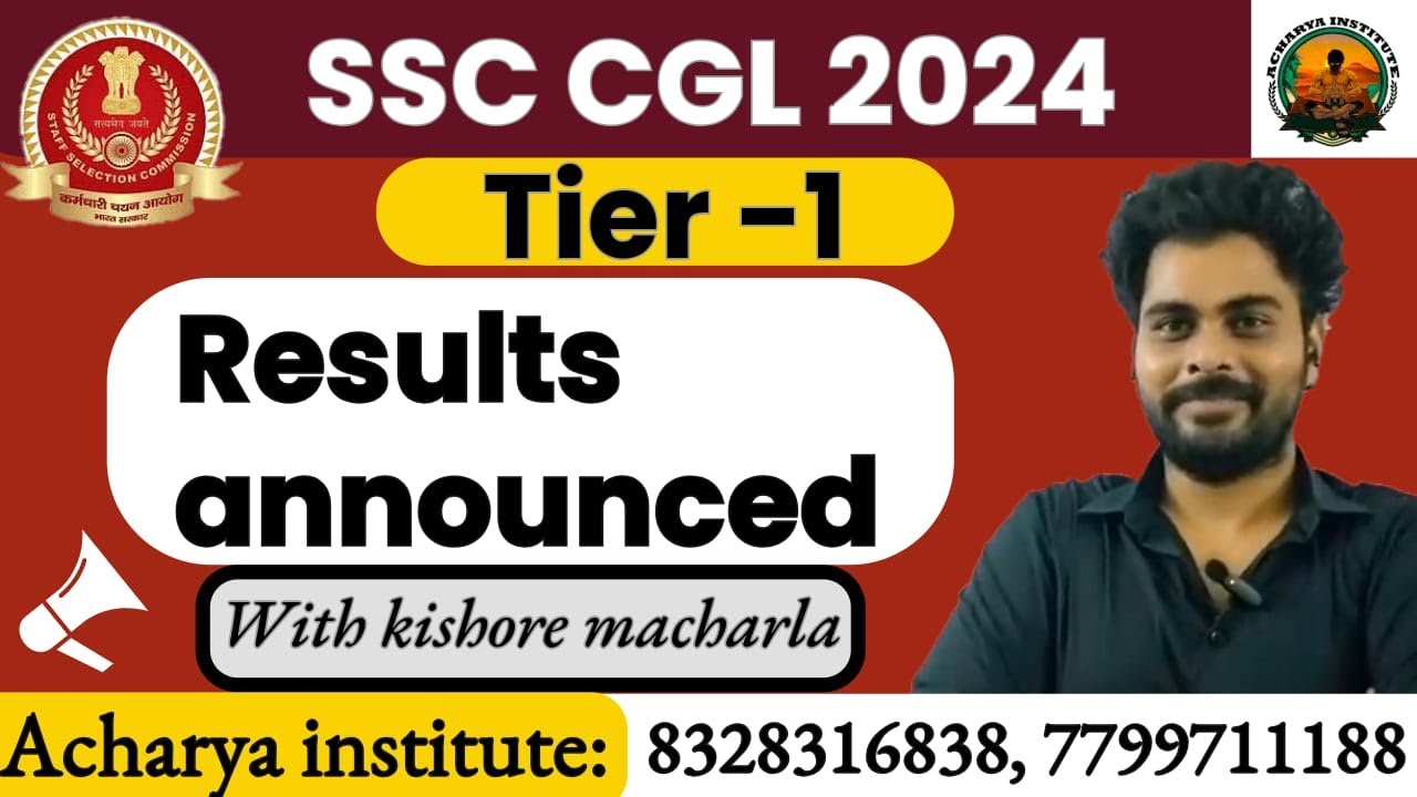 ssc cgl 2024 tier 1 results announced - YouTube