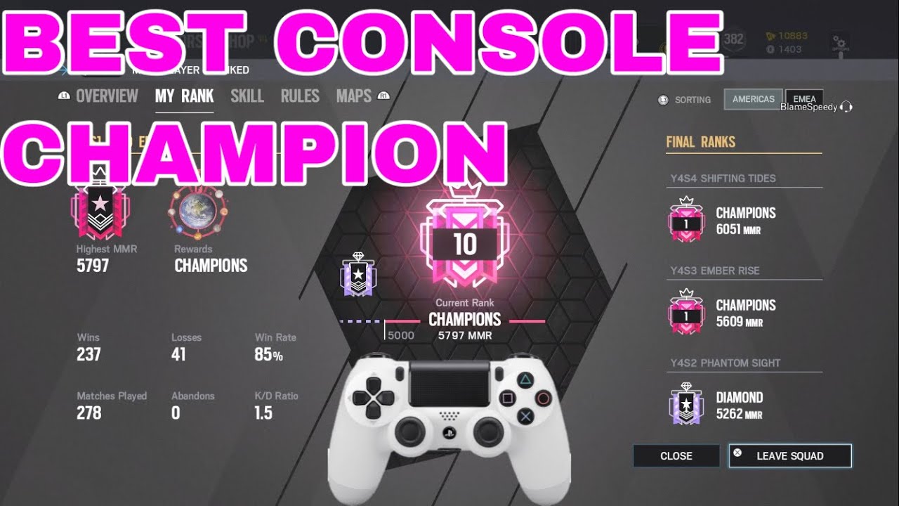 BEST CONSOLE CHAMPION + BEST SETTINGS - Rainbow Six Siege Champion ...