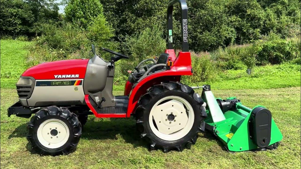 YANMAR AF16 4WD Compact Tractor & New 4ft Flail Mower - YouTube